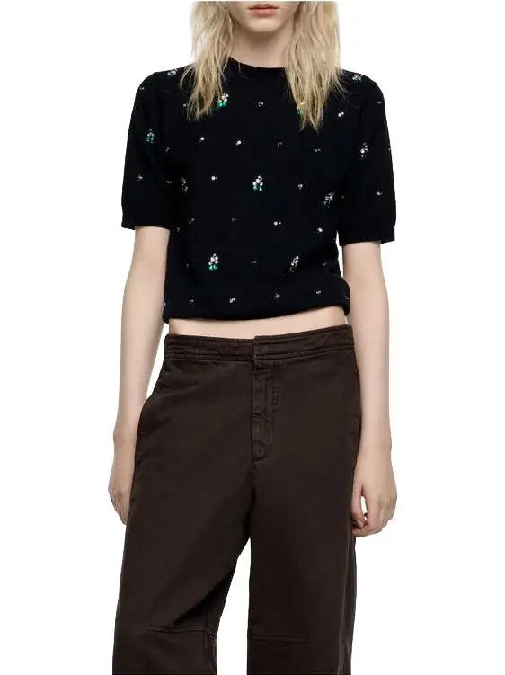 Bimba Y Lola Rhinestone Embellished Sweater - Black