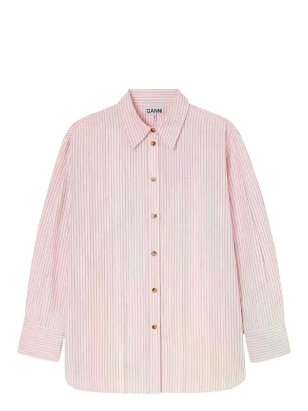 GANNI Striped Pocket Shirt - Pink