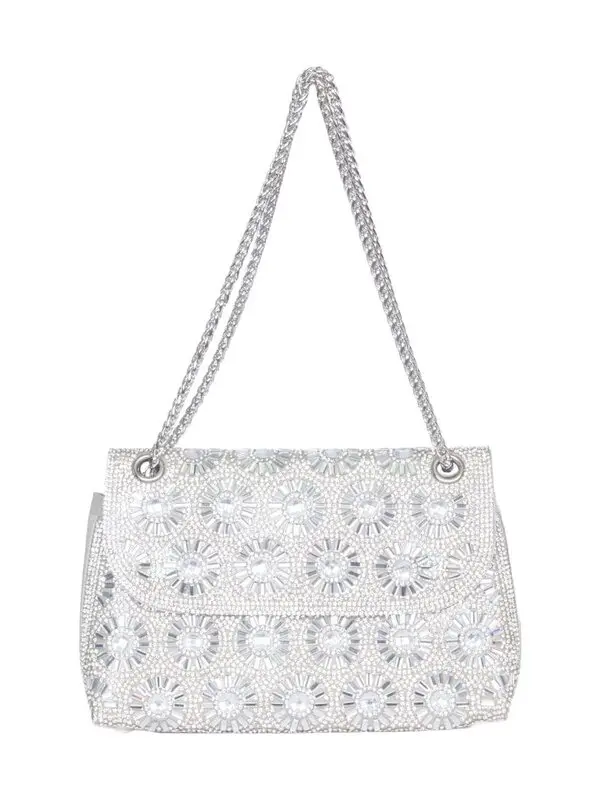 LAUREN LORRAINE Studded Fold-over Bag With Sunflower Embellishments - Silver