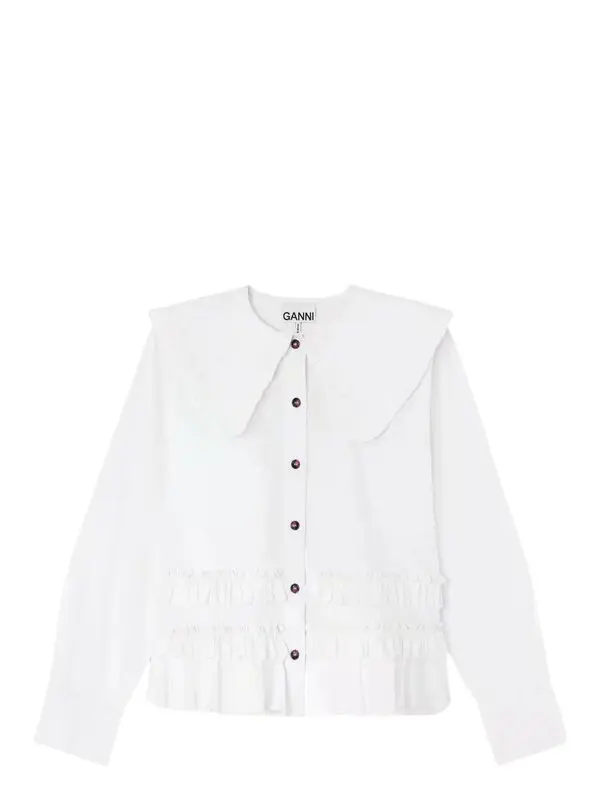 GANNI Ruffled Top - White