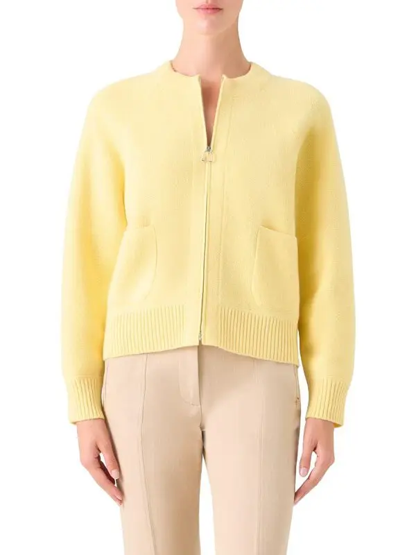 Akris Cashmere Piqué Zip-up Cardigan - Sun