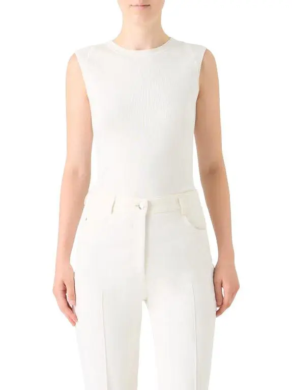 Akris Sleeveless Silk Rib Top - Ecru