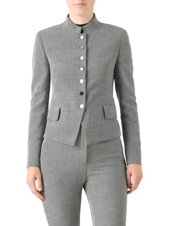 Akris Deva Check Stretch Virgin Wool Jacket - Black-white