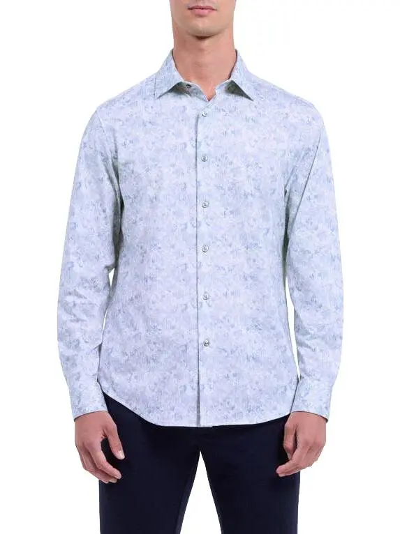 Bugatchi James Ooohcotton® Abstract Print Button-up Shirt - Platinum