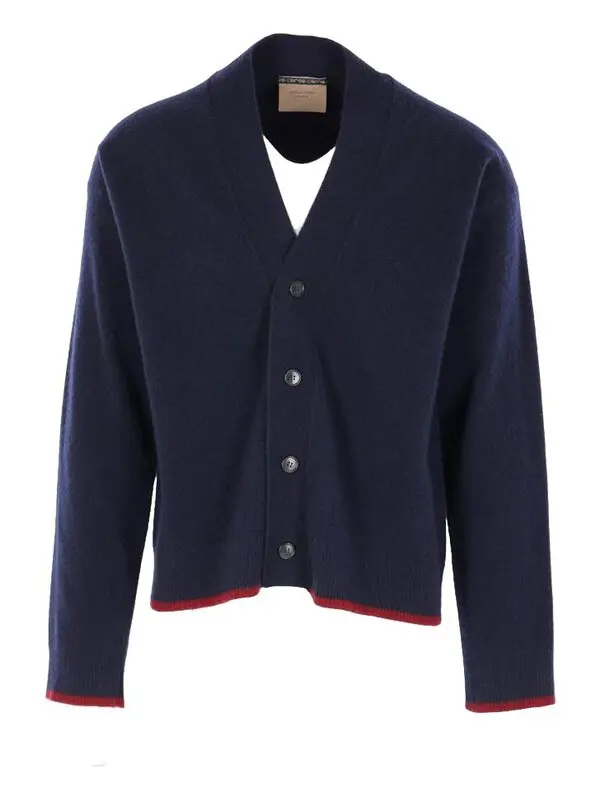 FEDERICO CURRADI X 10 CORSO COMO Cardigan - Blue+bordeaux