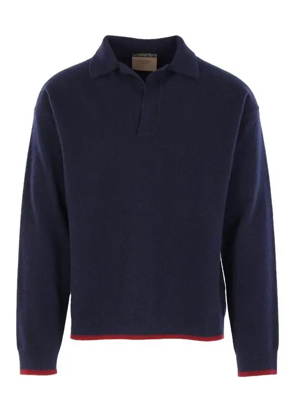FEDERICO CURRADI X 10 CORSO COMO Wool-cashmere Polo Sweater - Blue+bordeaux
