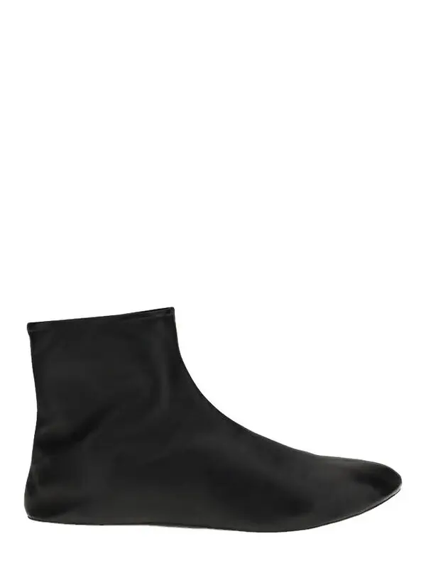 THE ROW Leather Ankle Boots With Shearling Lining - Black