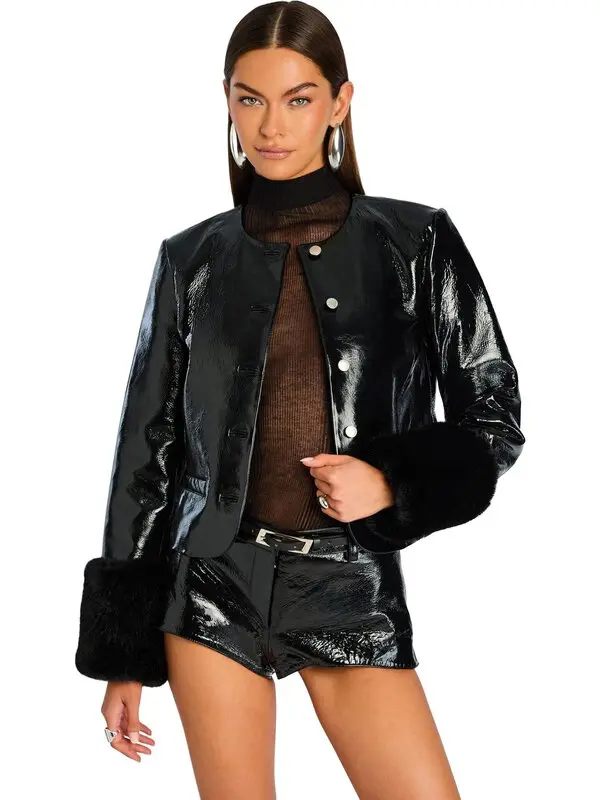 Retrofete Talvi Leather Jacket - Patent Black