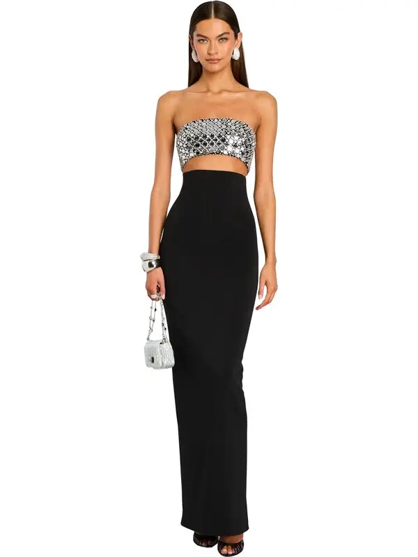 Retrofete Esmerelda Strapless Sequin Dress - Black
