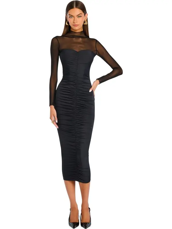SEROYA Emilyn Midi Dress - Black