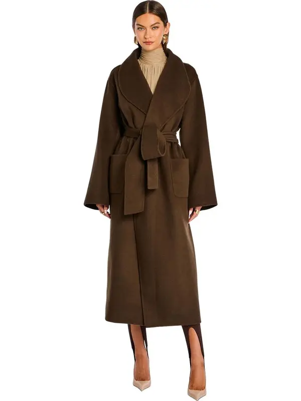 SEROYA Mavis Wool Coat - Slate Brown