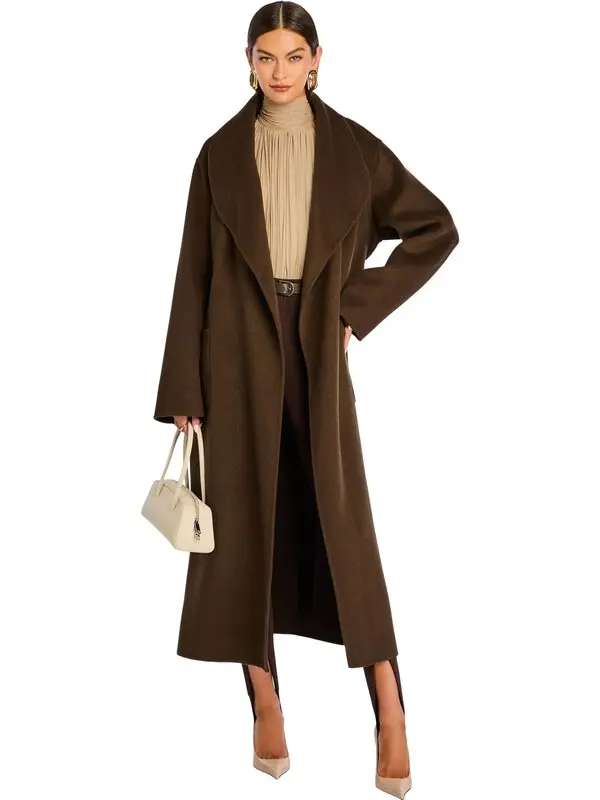 SEROYA Mavis Wool Coat - Slate Brown