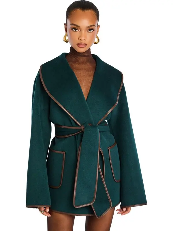 SEROYA Dulcetta Wool Coat - Evergreen/slate Brown