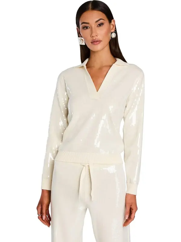 Retrofete Shaelynn Sequin Knit Shirt - Winter White