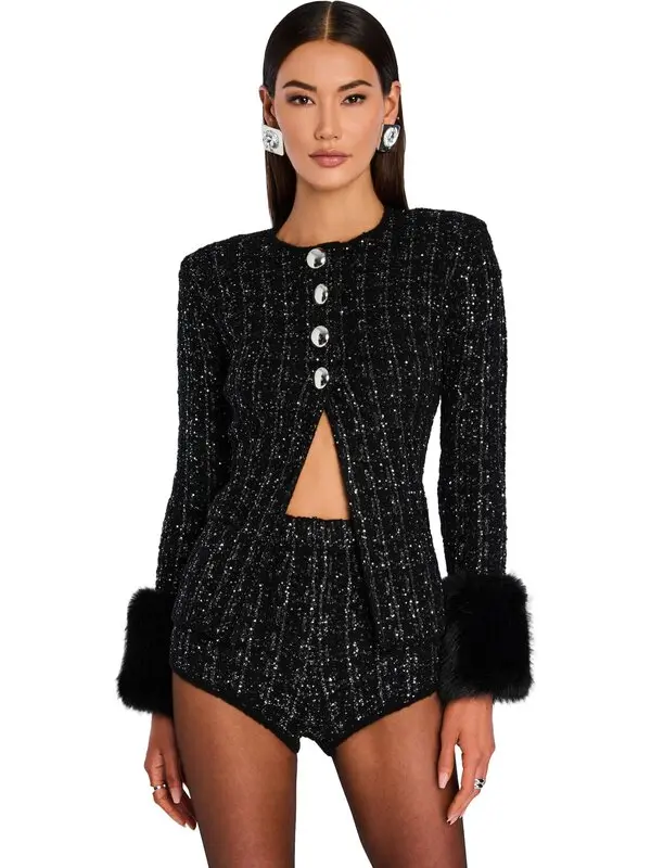 Retrofete Hilary Tweed Jacket - Black/silver