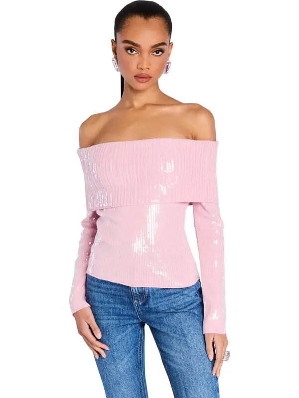 Retrofete Jourdana Sequin Knit Top - Earl Rose
