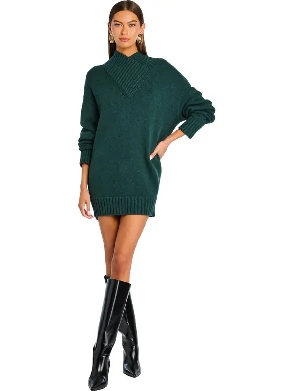 SEROYA Dessa Chunky Knit Sweater Dress - Evergreen