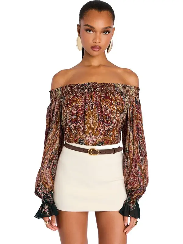 Hemant & Nandita Ruza Smocked Top - Green Multi