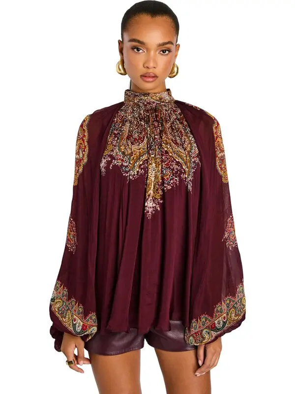 Hemant & Nandita Shifa Top - Burgundy