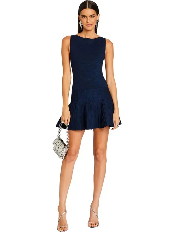 Retrofete Audrina Knit Fit-and-flare Mini Dress - Metallic Navy