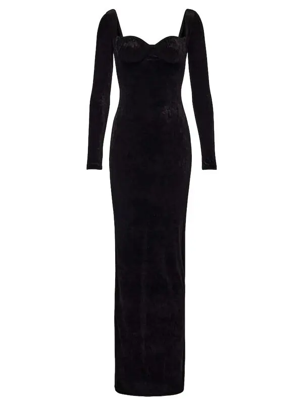 Balenciaga Velvet Gown With Bustier - Black