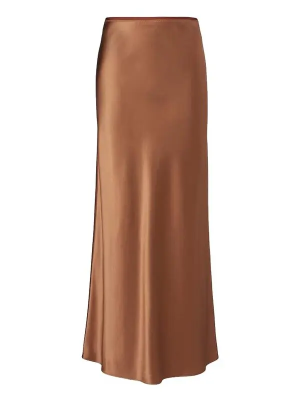 JOSEPH Isaak Silk Satin Maxi Skirt - Brown