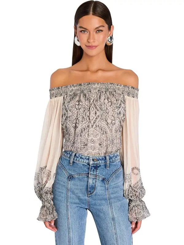 Hemant & Nandita Chavi Off-the-shoulder Top - Eggshell