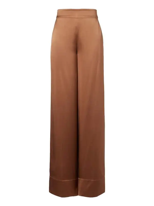 JOSEPH Dijon Wide-leg Silk Satin Pants - Brown