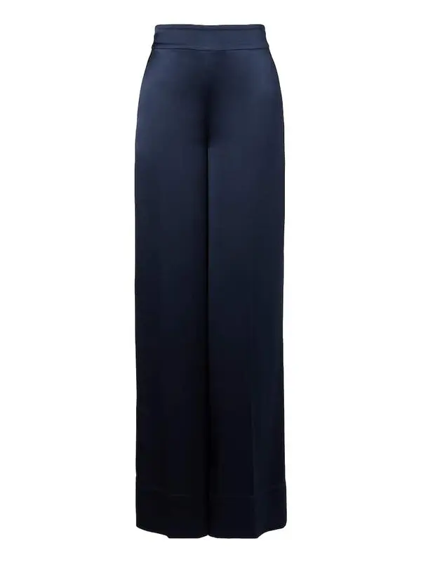JOSEPH Dijon Silk Satin Wide-leg Pants - Blue