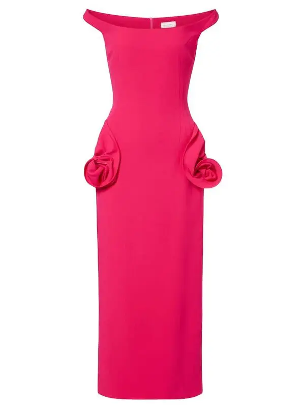 Magda Butrym Floral-appliqué Off-shoulder Cocktail Dress - Pink