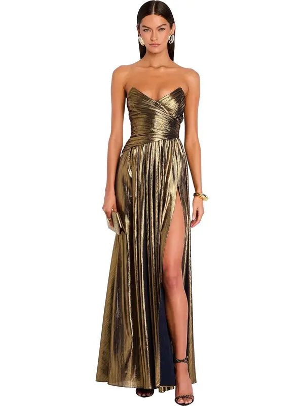 Retrofete Waldorf Strapless Dress - Antique Gold