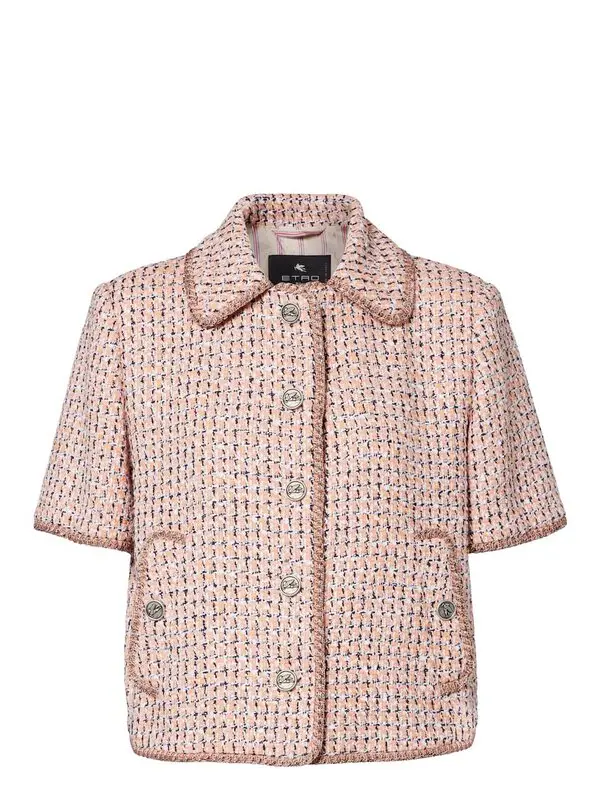 Etro Cropped Tweed Jacket - Pink