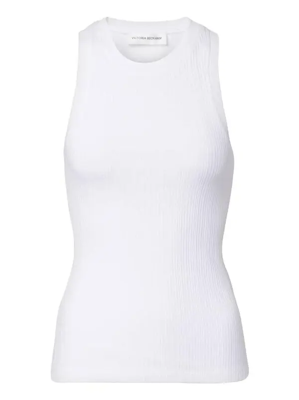 Victoria Beckham Ribbed Cotton-blend Tank Top - White