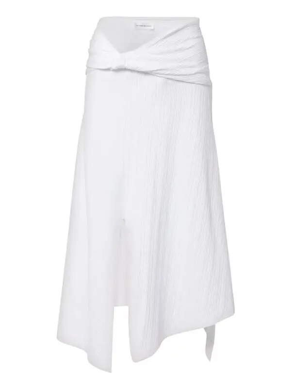 Victoria Beckham Gathered Cotton-blend Midi Skirt - White