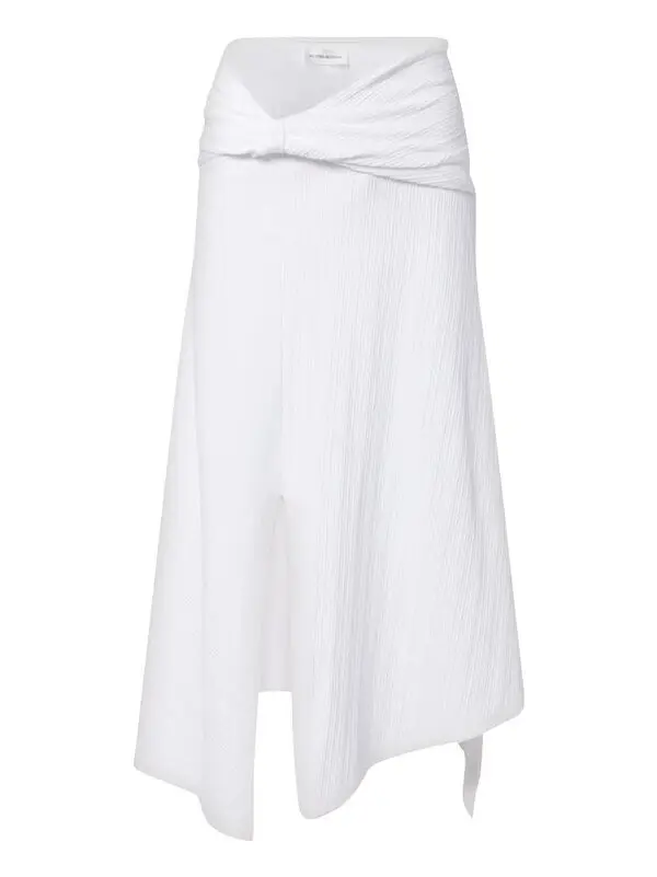 Victoria Beckham Gathered Cotton-blend Midi Skirt - White