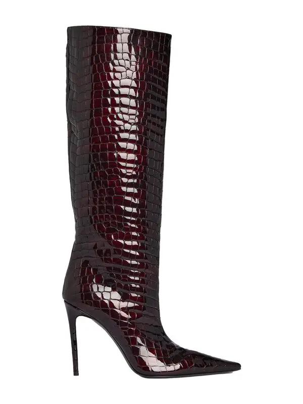 Retrofete Lyra Leather Boots - Burgundy Croco