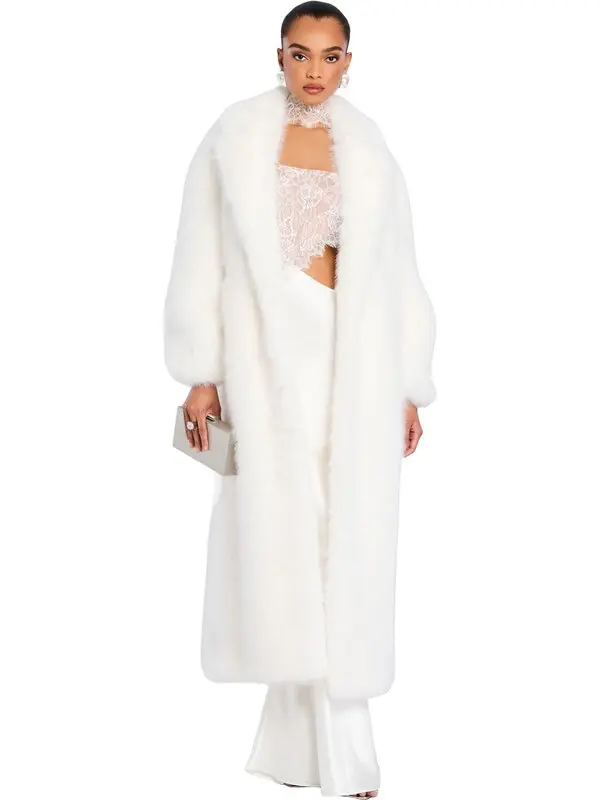 Retrofete Dasha Faux Fur Jacket - White