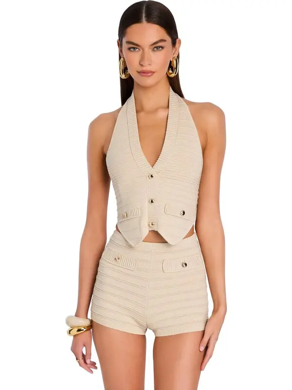 Retrofete Tinsley Bandage Knit Vest - Metallic Cream