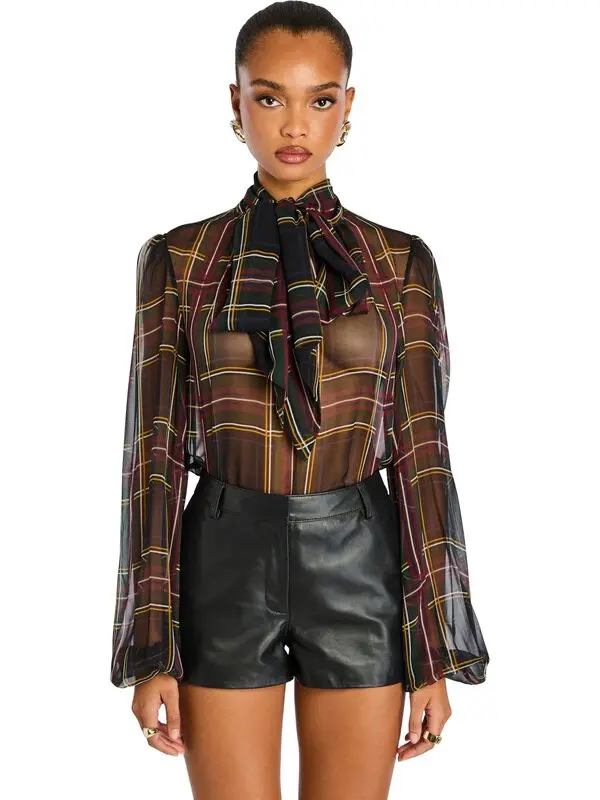 Retrofete Rhianna Silk Blouse - Black Tartan
