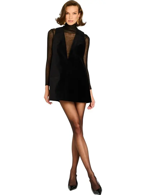 SEROYA Maxine Velvet Mini Dress - Black