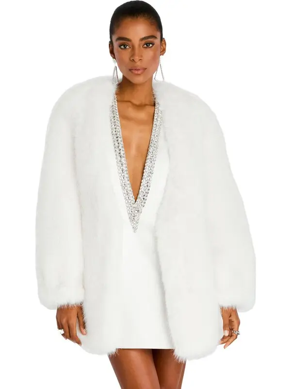 Retrofete Heiress Faux Fur Jacket - White