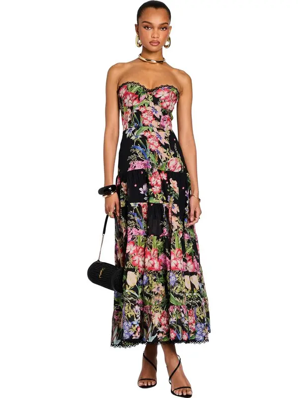 Charo Ruiz Ibiza Danny Long Dress - Black Botanic