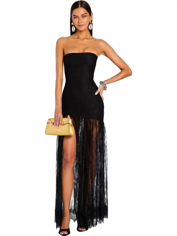Retrofete Jeanette Lace Strapless Maxi Dress - Black