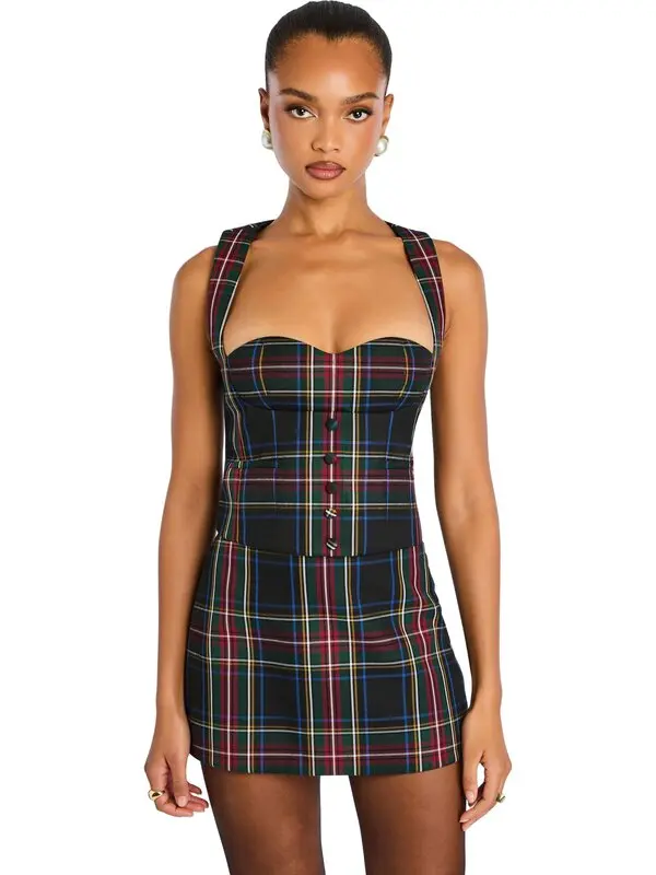 Retrofete Donella Waistcoat - Black Tartan