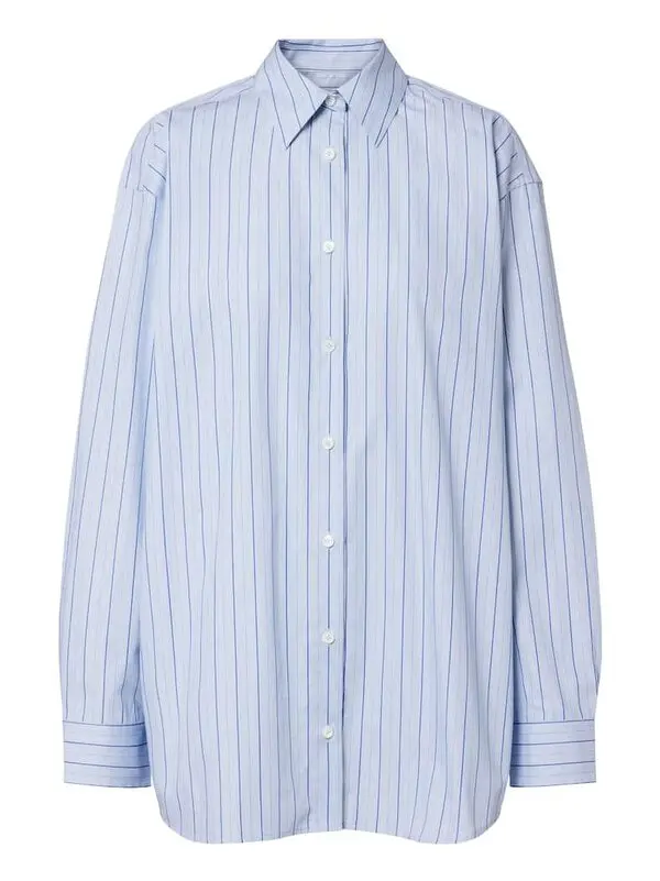 TOTEME Striped Cotton Shirt - Blue
