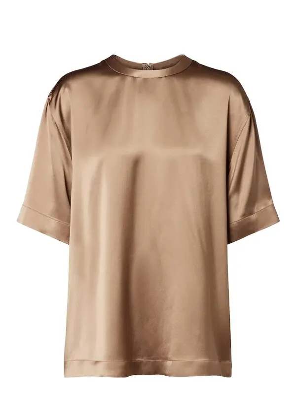 TOTEME Satin T-shirt - Brown