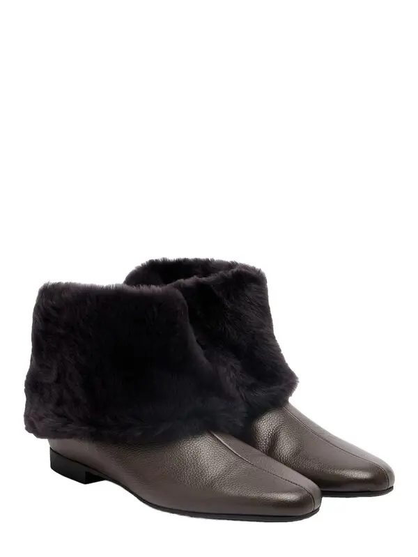 TOTEME Shearling-lined Leather Ankle Boots - Brown