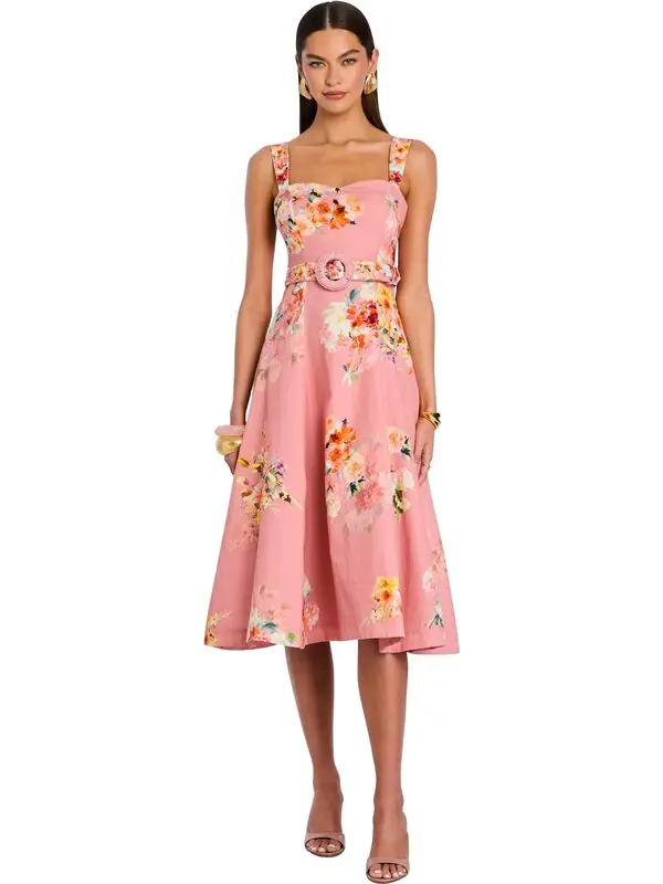 Hemant & Nandita Saba Midi Dress - Peach Floral