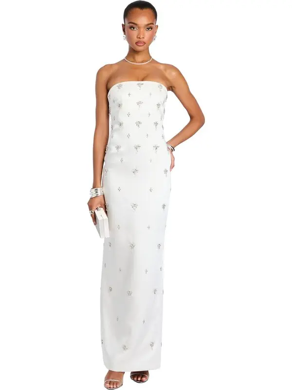 Retrofete Elise Embellished Strapless Dress - White