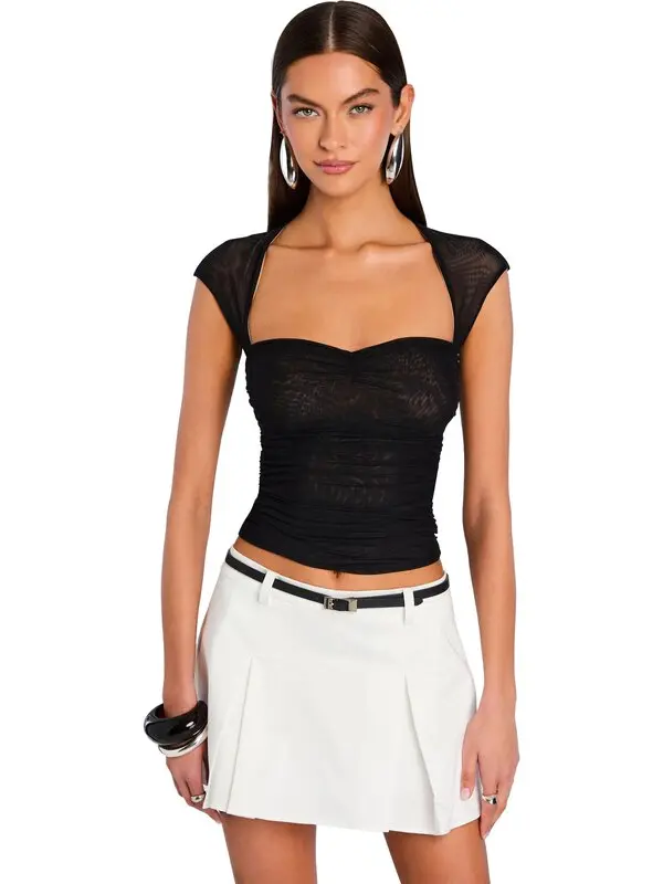 SEROYA Lille Mesh Top - Black